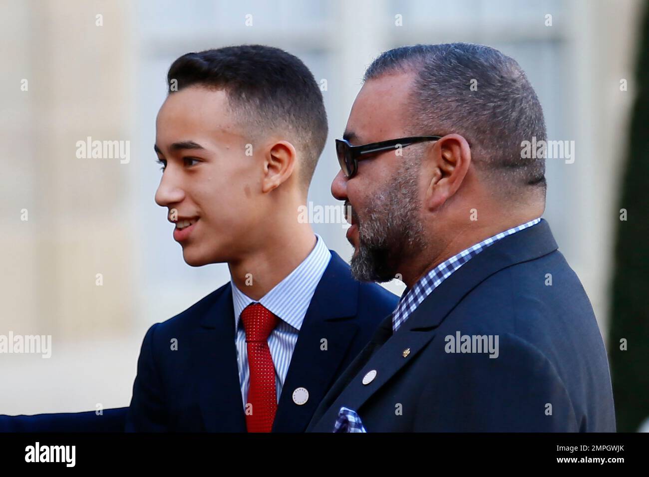 Morocco's Crown Prince Moulay El Hassan, left, and Morocco's King ...