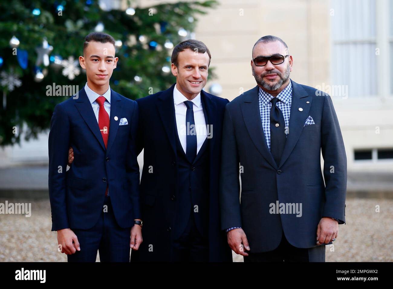 Morocco's Crown Prince Moulay El Hassan, left, and Morocco's King ...