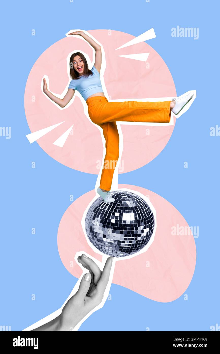 Vertical creative photo collage of shocked surprised amazed girl ...