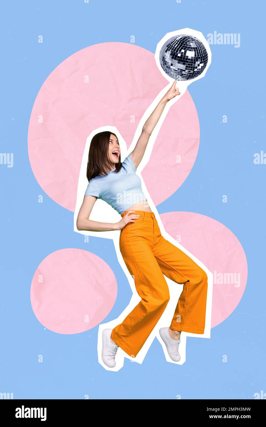 Vertical collage photo party invitation active motion dancing young ...