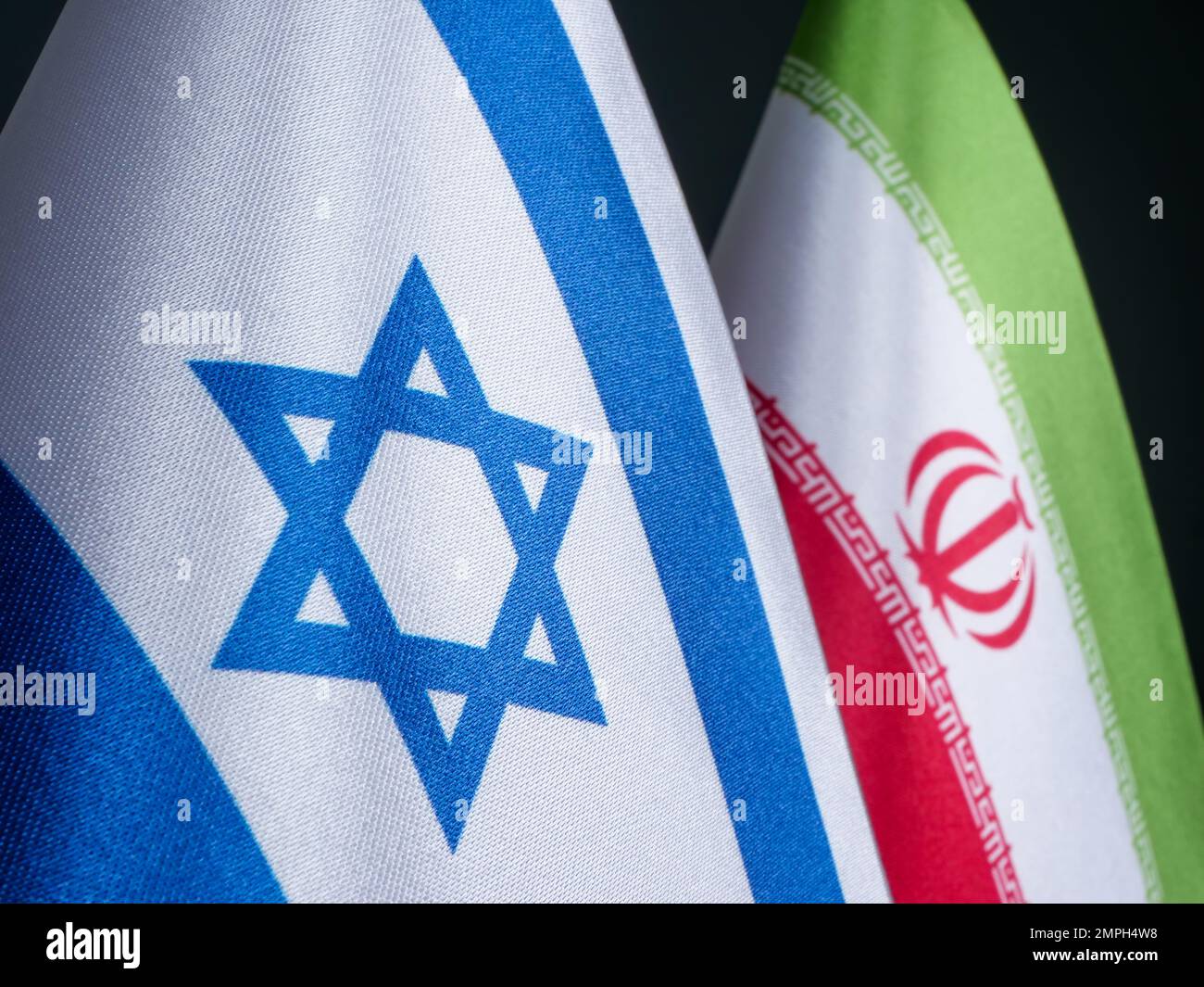Flags of Israel and Iran, conflict between countries Stock Photo - Alamy