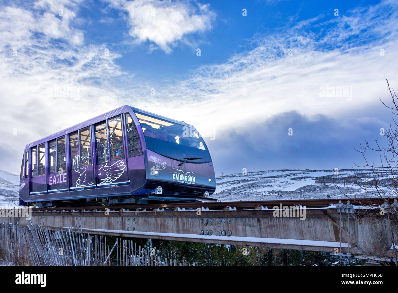 Cairngorm Mountain Railway Aviemore Scotland snow on the mountain and ...