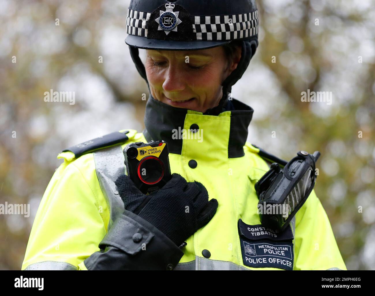 A close up of Body Worn Video worn by Mounted Police Constable Sarah ...