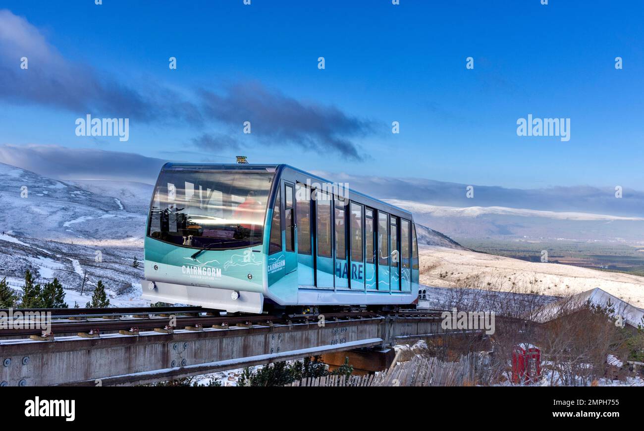 Cairngorm Mountain Railway Aviemore Scotland view over snow on the ...