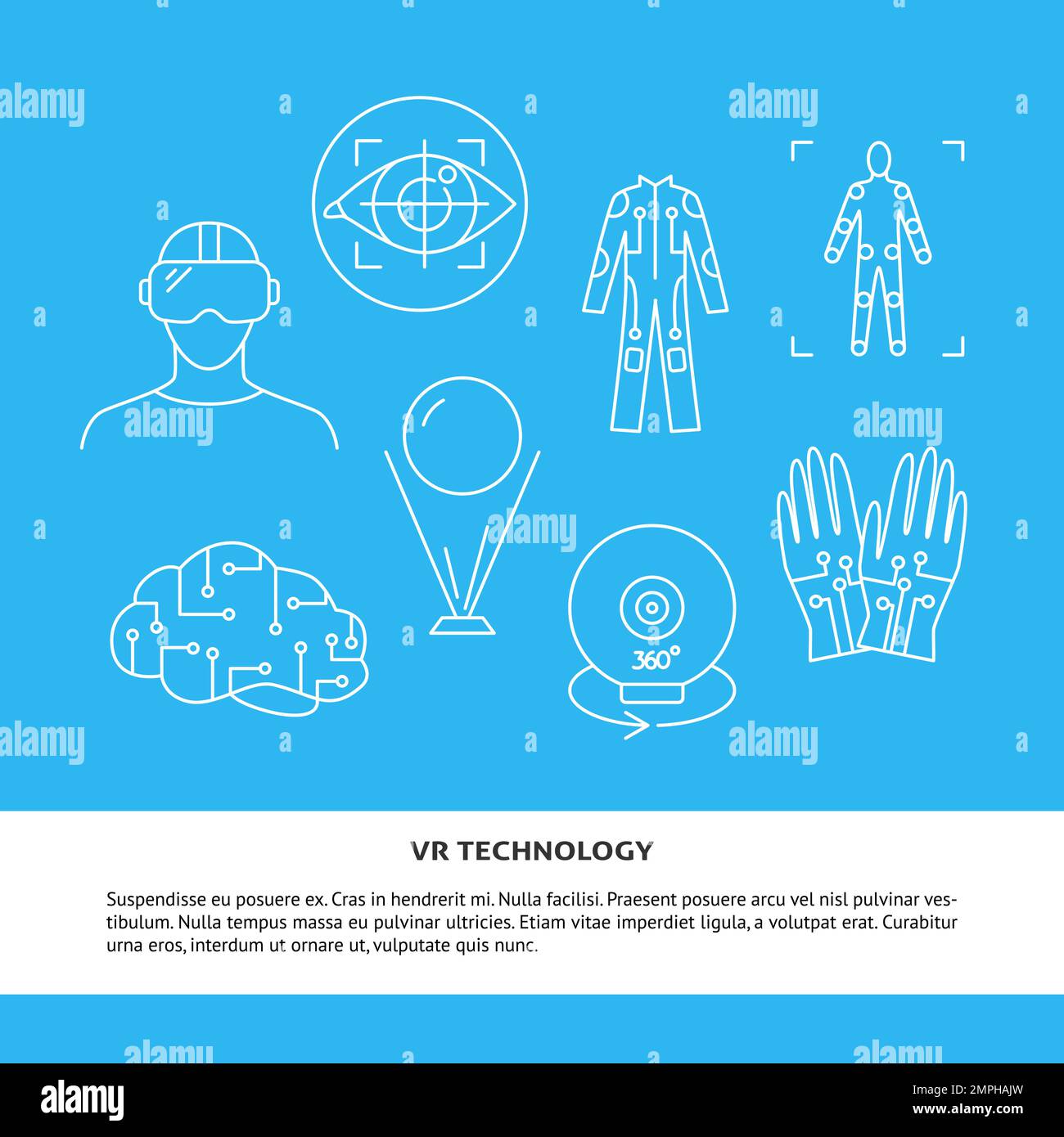 Virtual reality concept banner template in line style. Modern computer ...