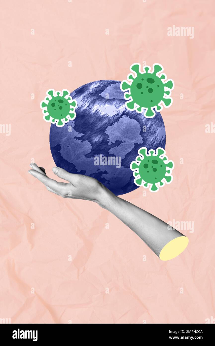 Magazine creative picture collage of people hand show dangerous ...