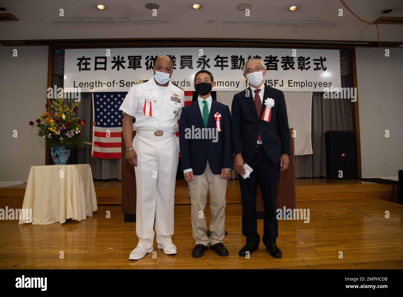Capt. David Adams, Commander, Fleet Activities Sasebo (CFAS), Tetsuya ...