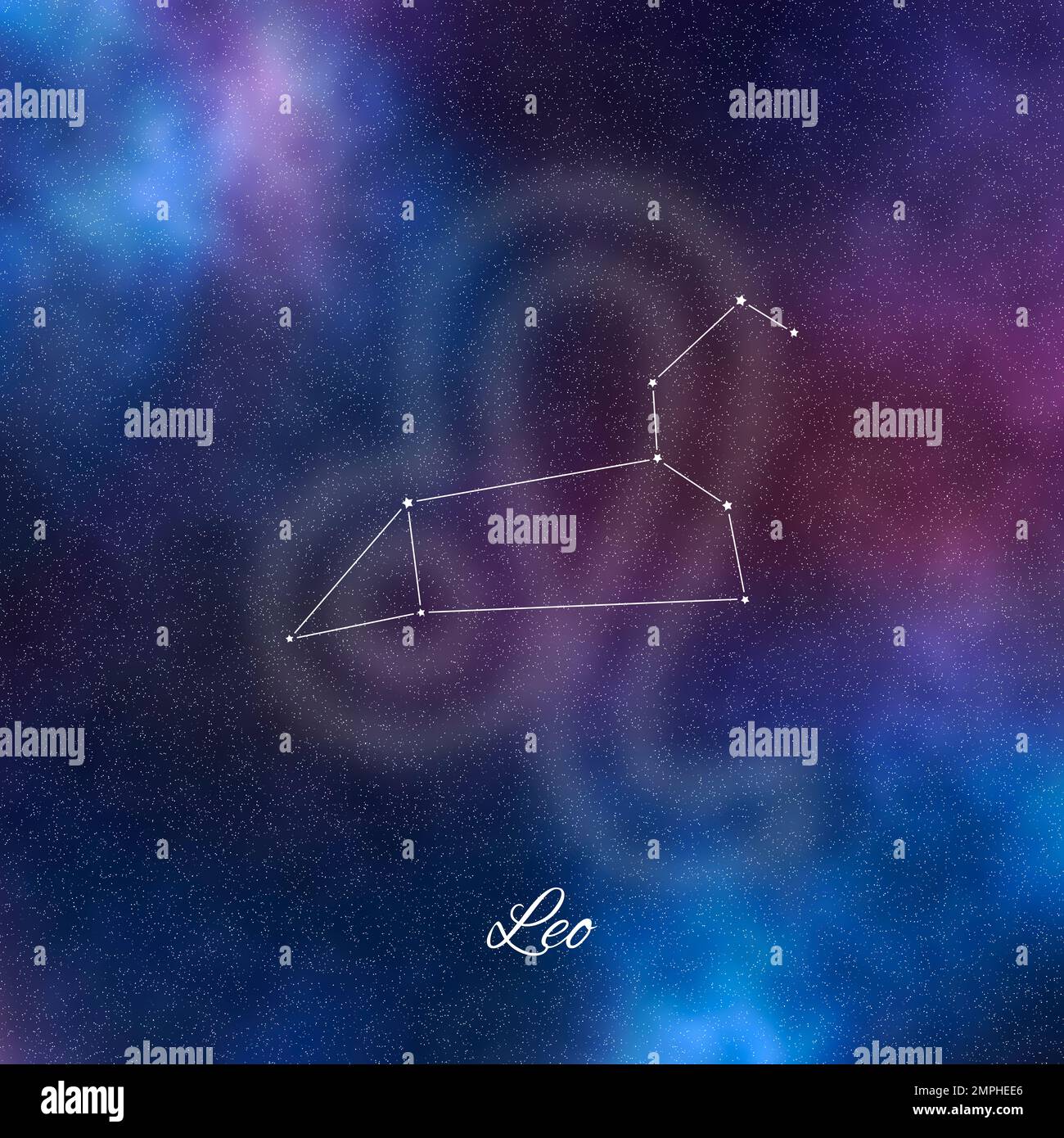 Leo zodiac sign, constellation lines, Leo symbol Stock Photo - Alamy