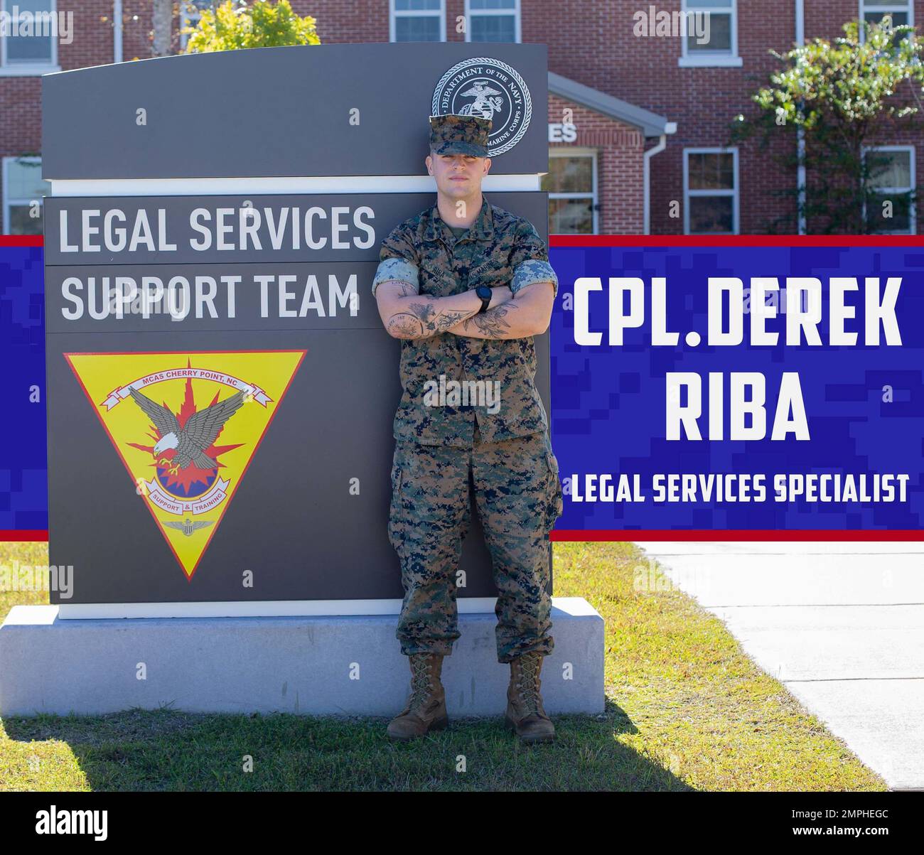 U.S. Marine Corps Cpl. Derek Riba, a legal services specialist with ...