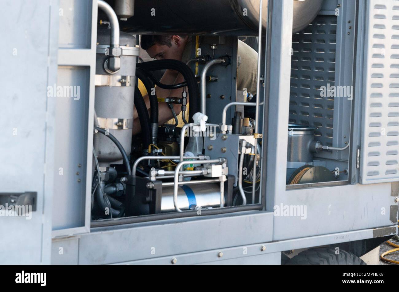 A U.S. Air Force Airman assigned to the 355th Equipment Maintenance ...