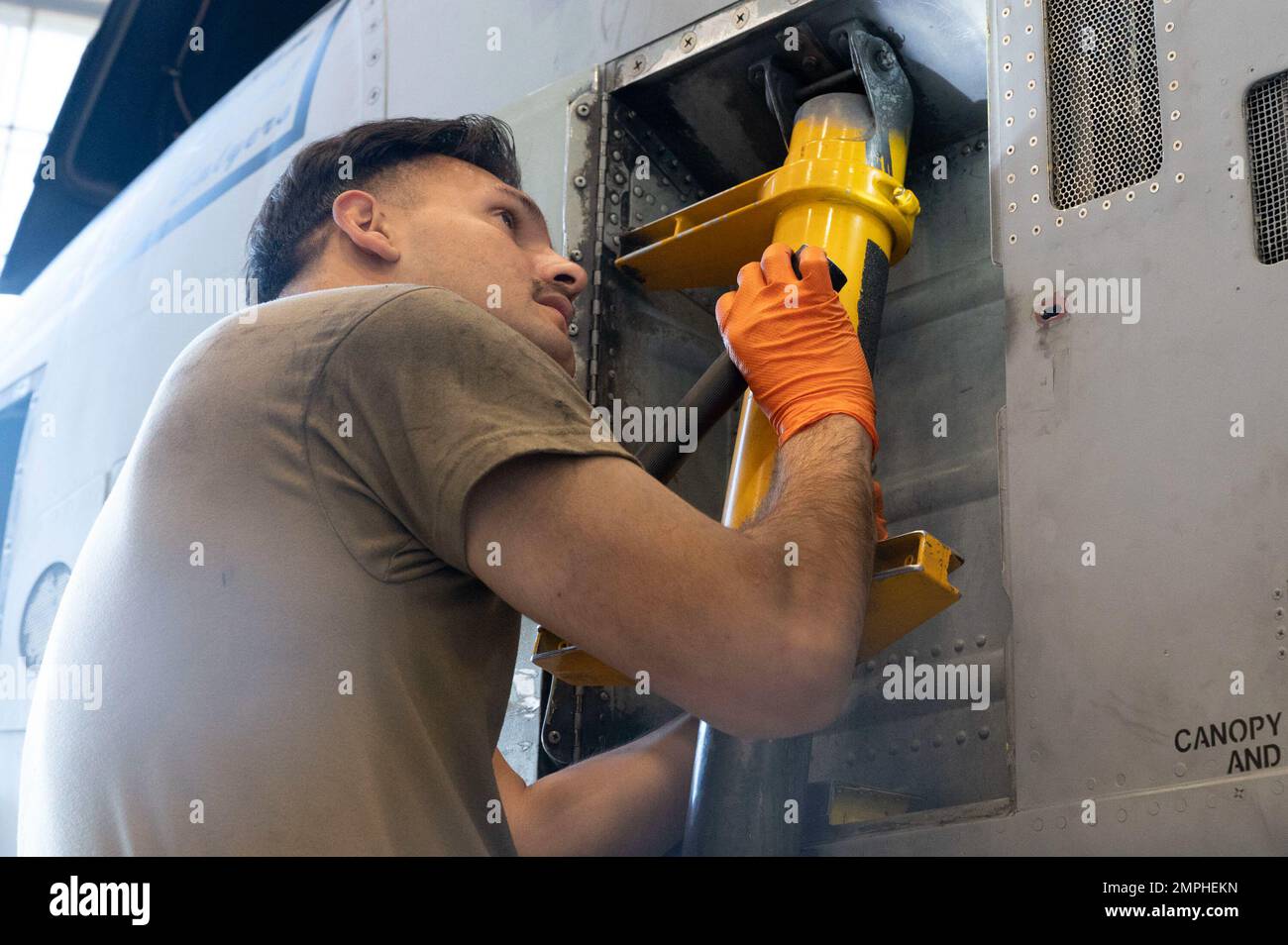 A U.S. Air Force Airman assigned to the 355th Equipement Maintenance ...