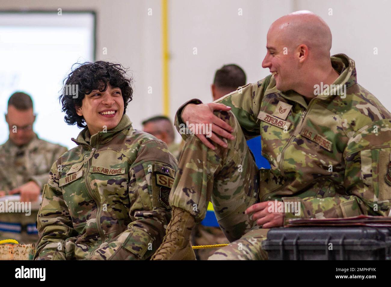 U.S. Air Force Airman 1st Class Jenesis Villar, 375th Security Forces Squadron armorer, and ...