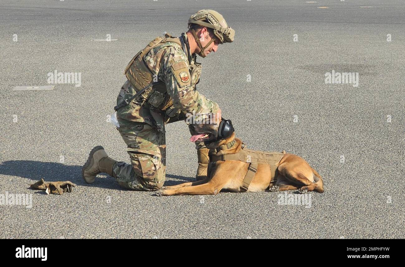 U.S. Air Force Staff Sgt. Craven, a handler for the Military Working ...