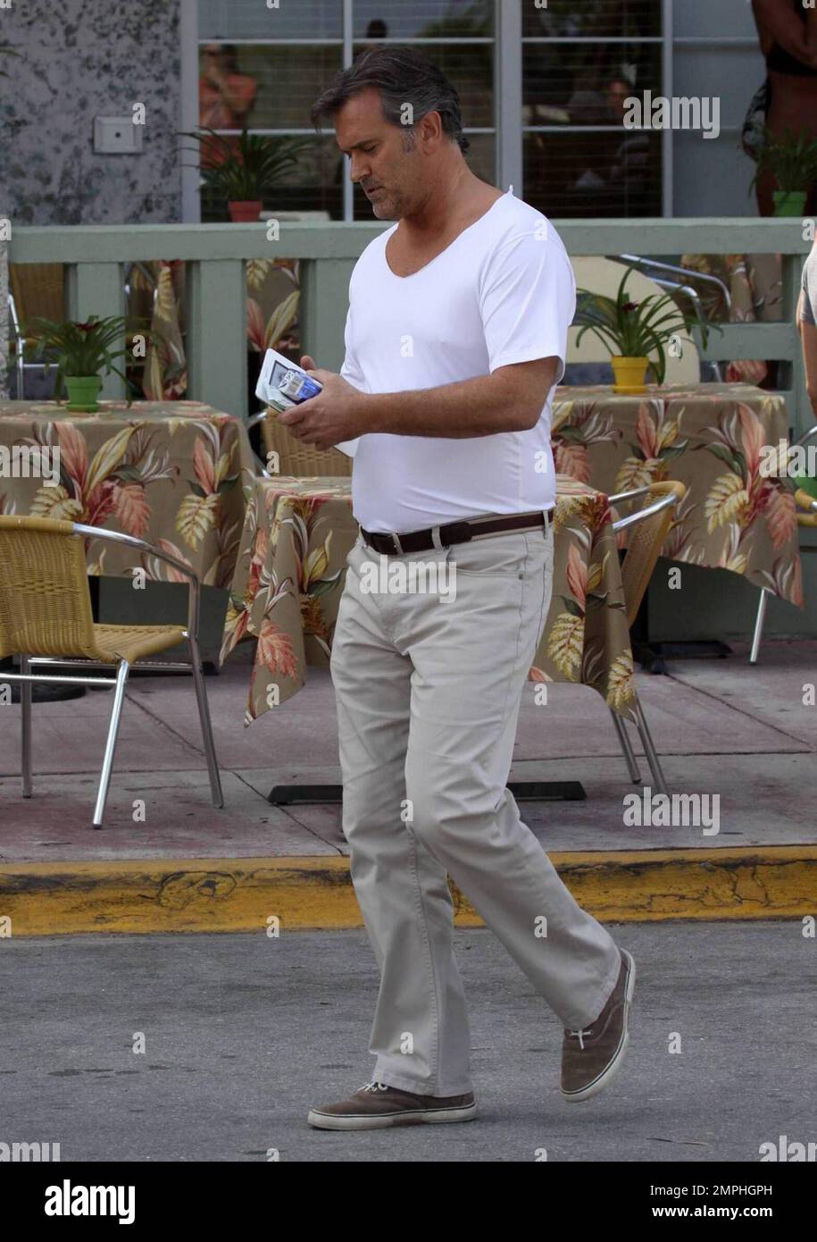 Actor Bruce Cambell films a segment from USA Networks' Burn Notice on ...