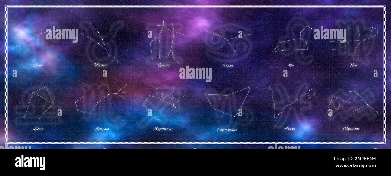 Zodiac star constellation, Horoscope set, zodiac signs Stock Photo - Alamy