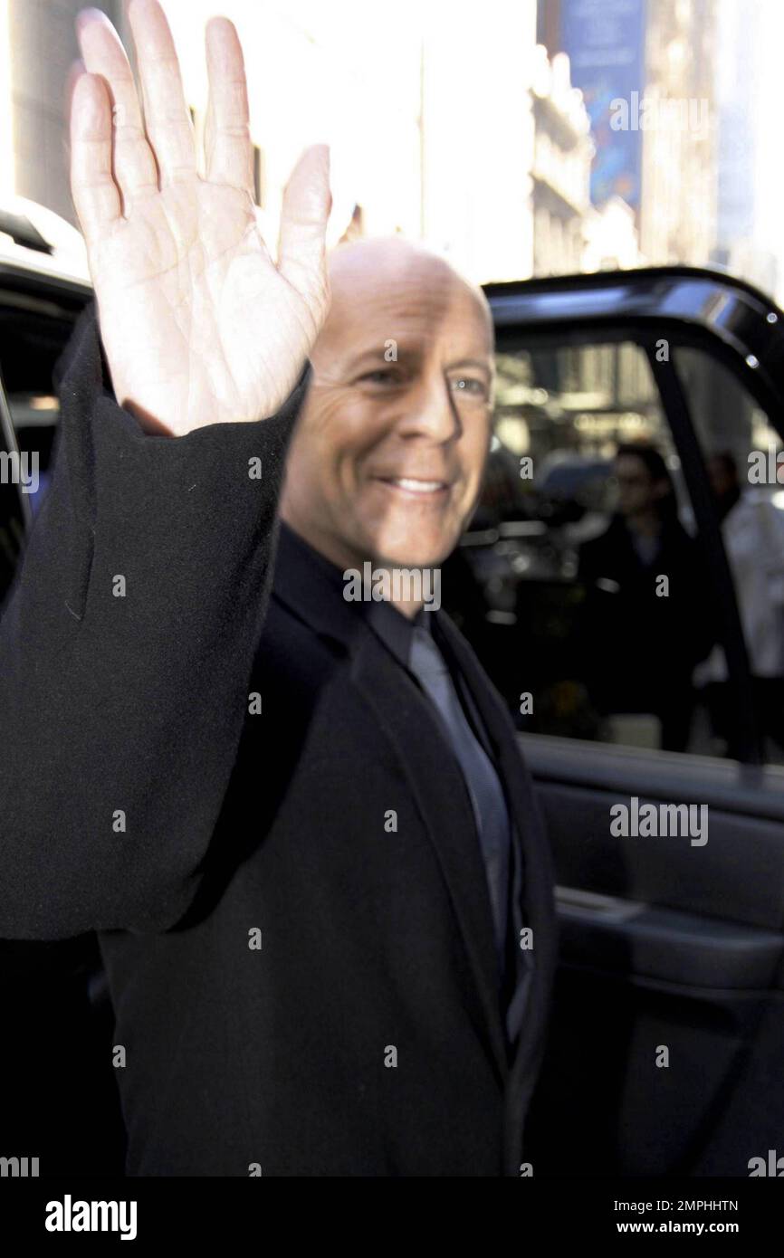 Bruce Willis arrives for an appearance on "Good Morning America" in New ...