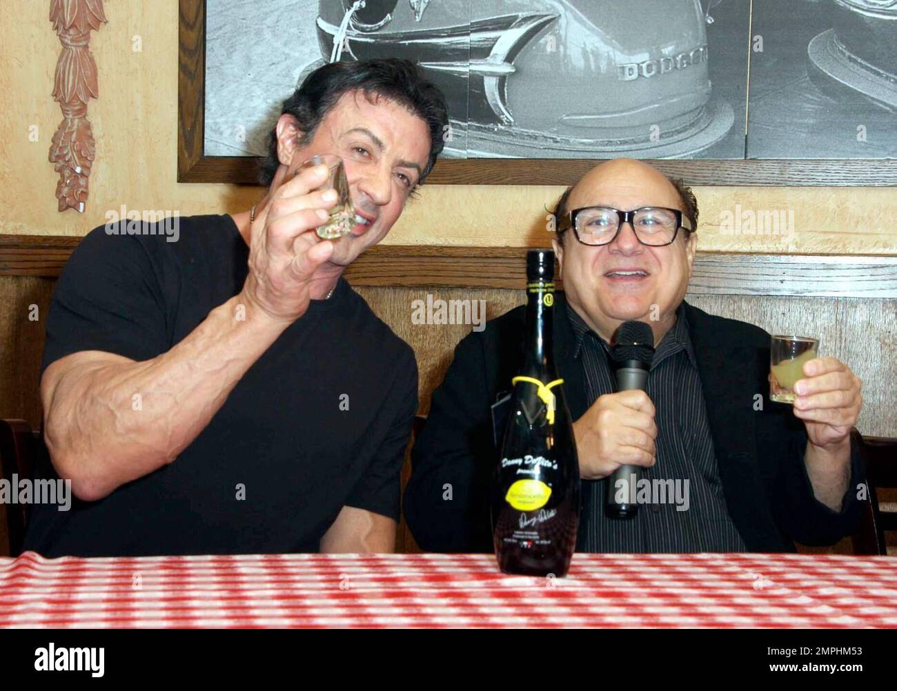Planet Hollywood Shareholder Sylvester Stallone and Danny DeVito attend ...