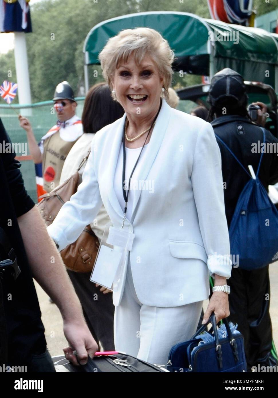 Angela Rippon at Buckingham Palace on the day before the royal wedding ...