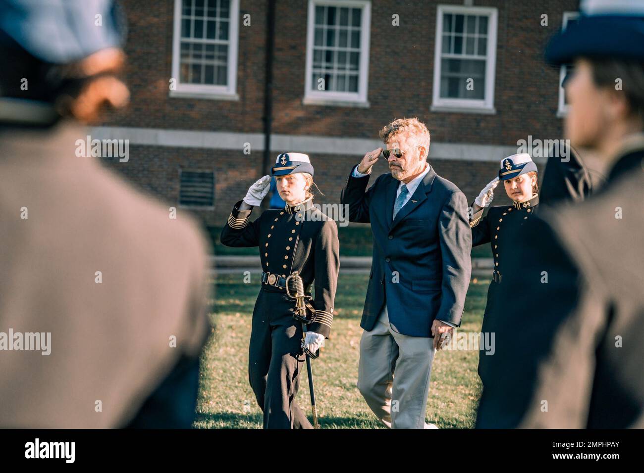 Retired Capt. James Hubbard renders a salute during a regimental review ...