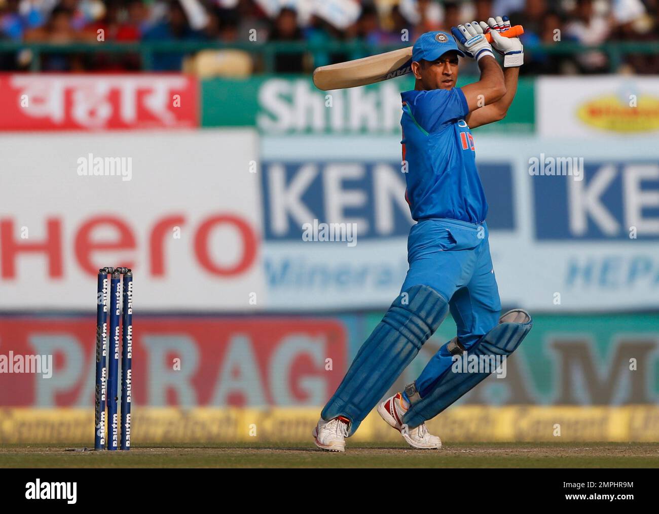 India's Mahendra Singh Dhoni bats during their first one-day ...