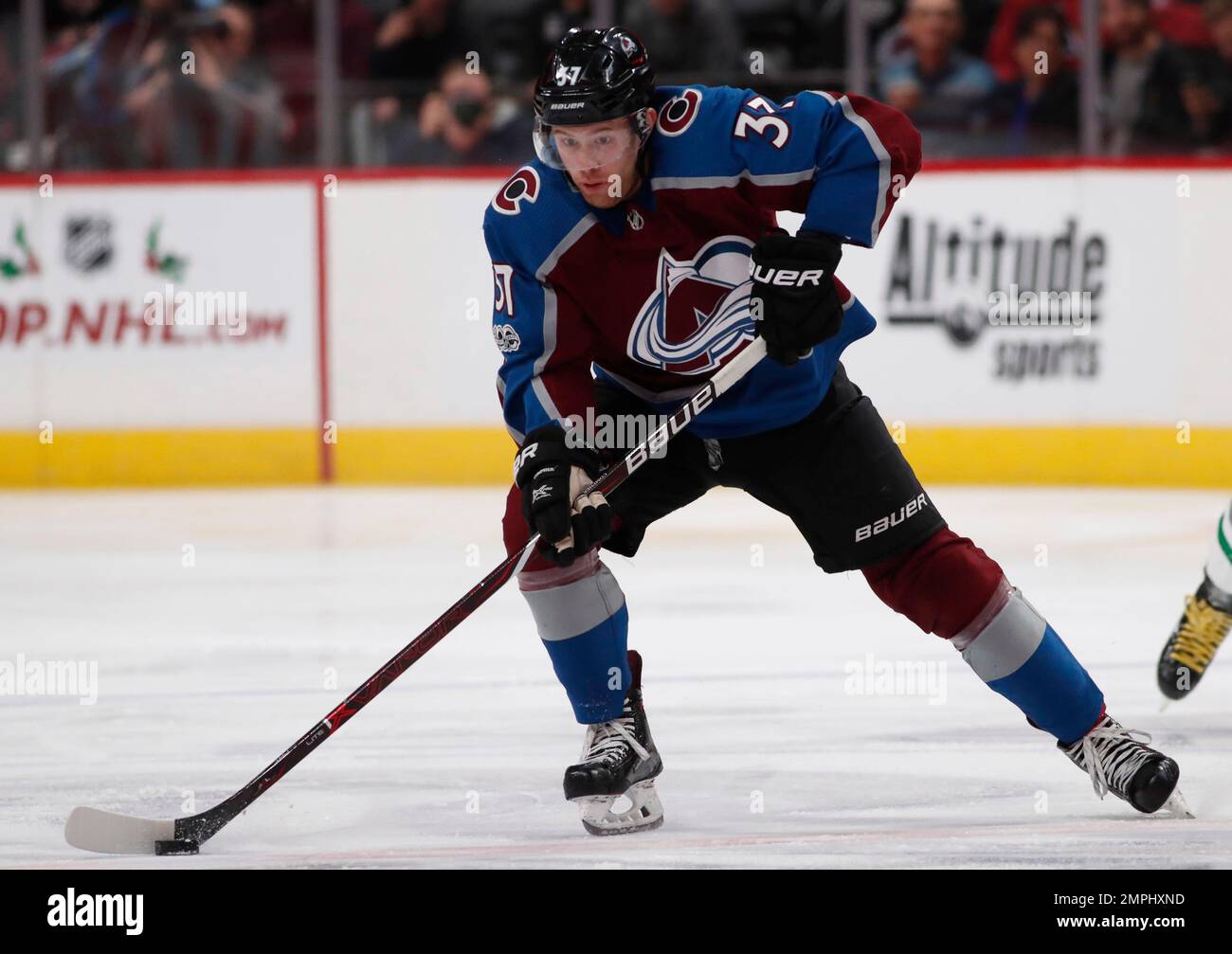 Colorado Avalanche left wing J.T. Compher (37)in the first period of an ...