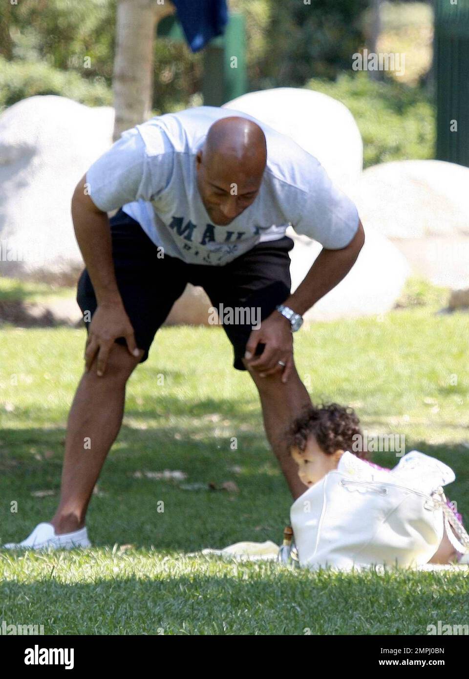 Comedian and talk show host Byron Allen enjoys a day at the park with ...