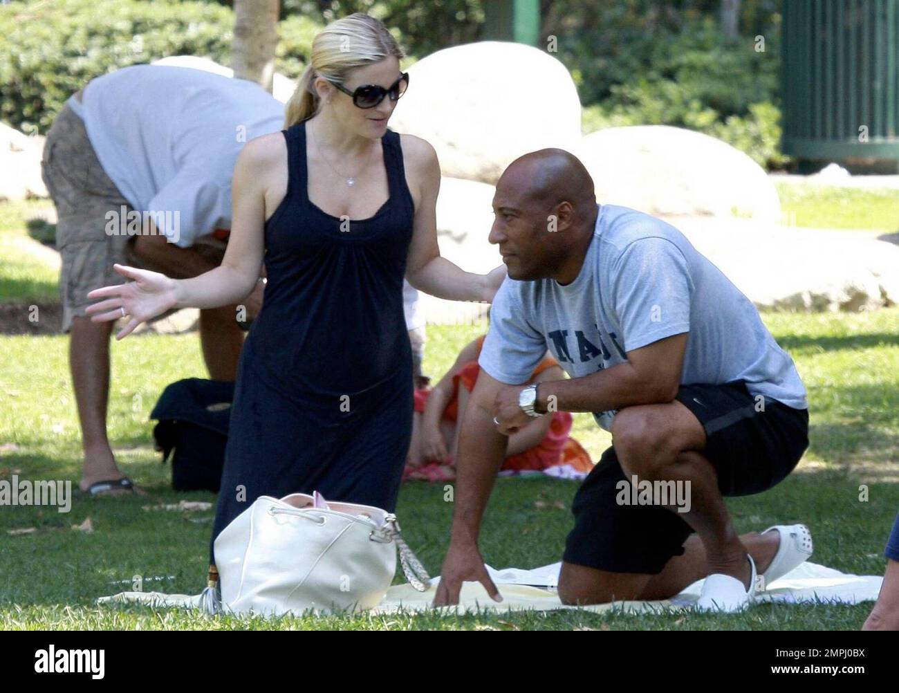 Comedian and talk show host Byron Allen enjoys a day at the park with ...