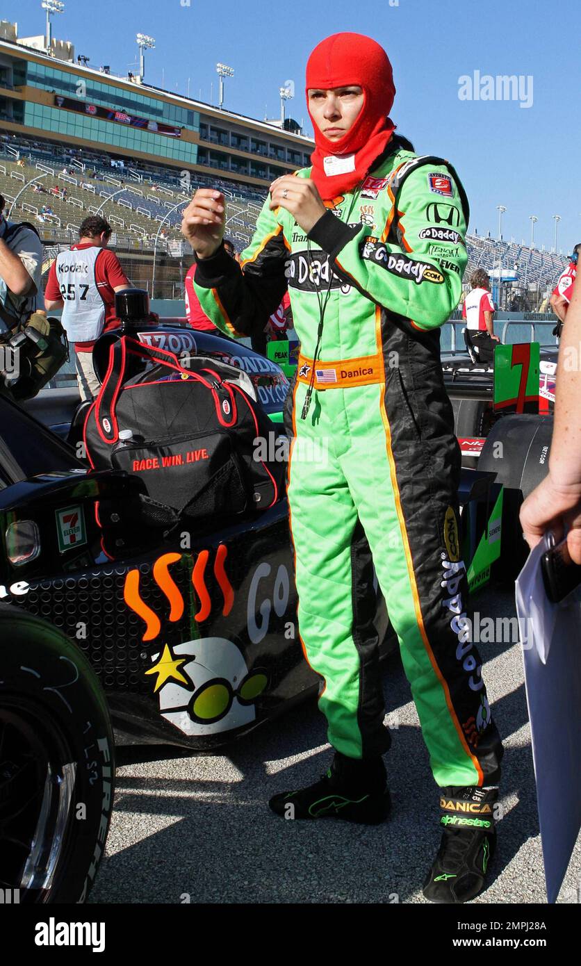 Indy Racing League driver Danica Patrick waits on pit road for her ...
