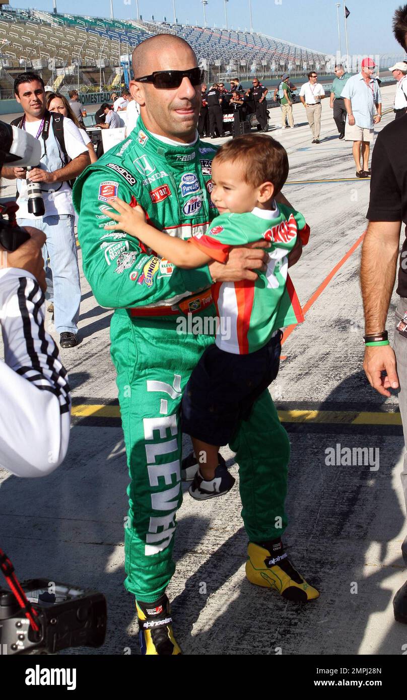 Indy Racing League driver Tony Kanaan enjoys some time with his young ...