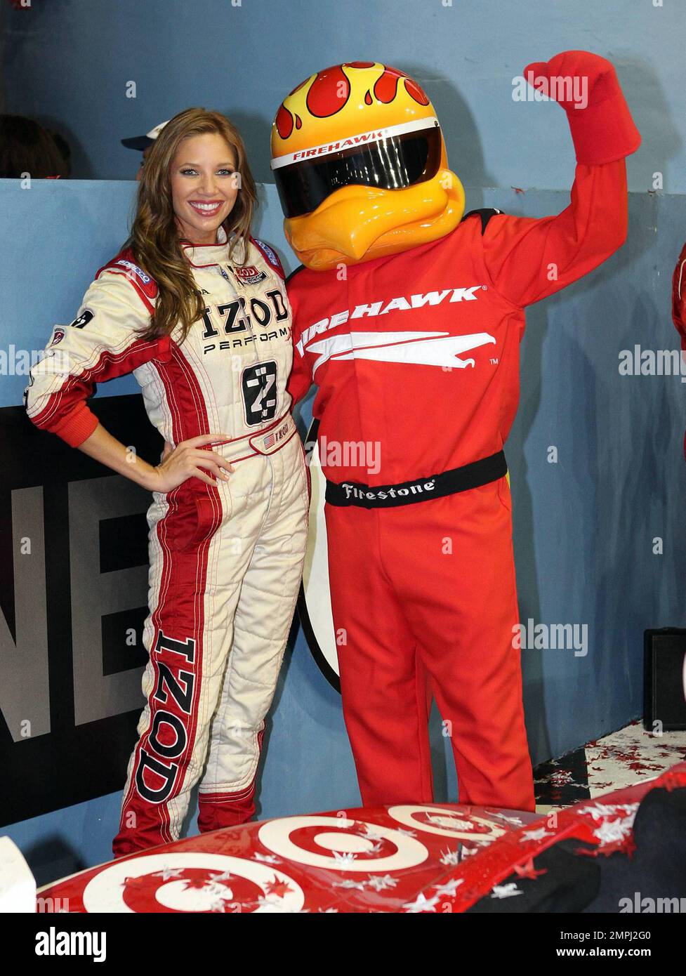 Ex-Playboy Playmate and IZOD girl Cameron Haven waits in victory lane ...