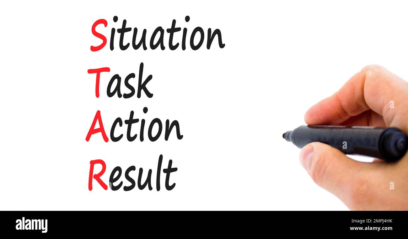 STAR situation task action result symbol. Concept words STAR situation ...