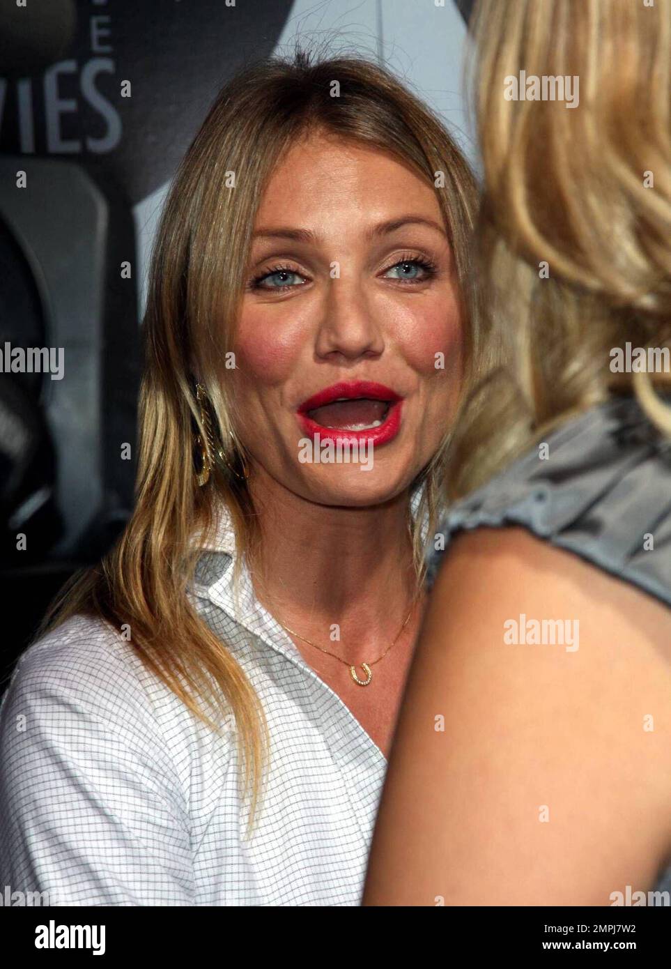 Cameron Diaz is escorted by a bodyguard as she arrives at the AFI Night ...