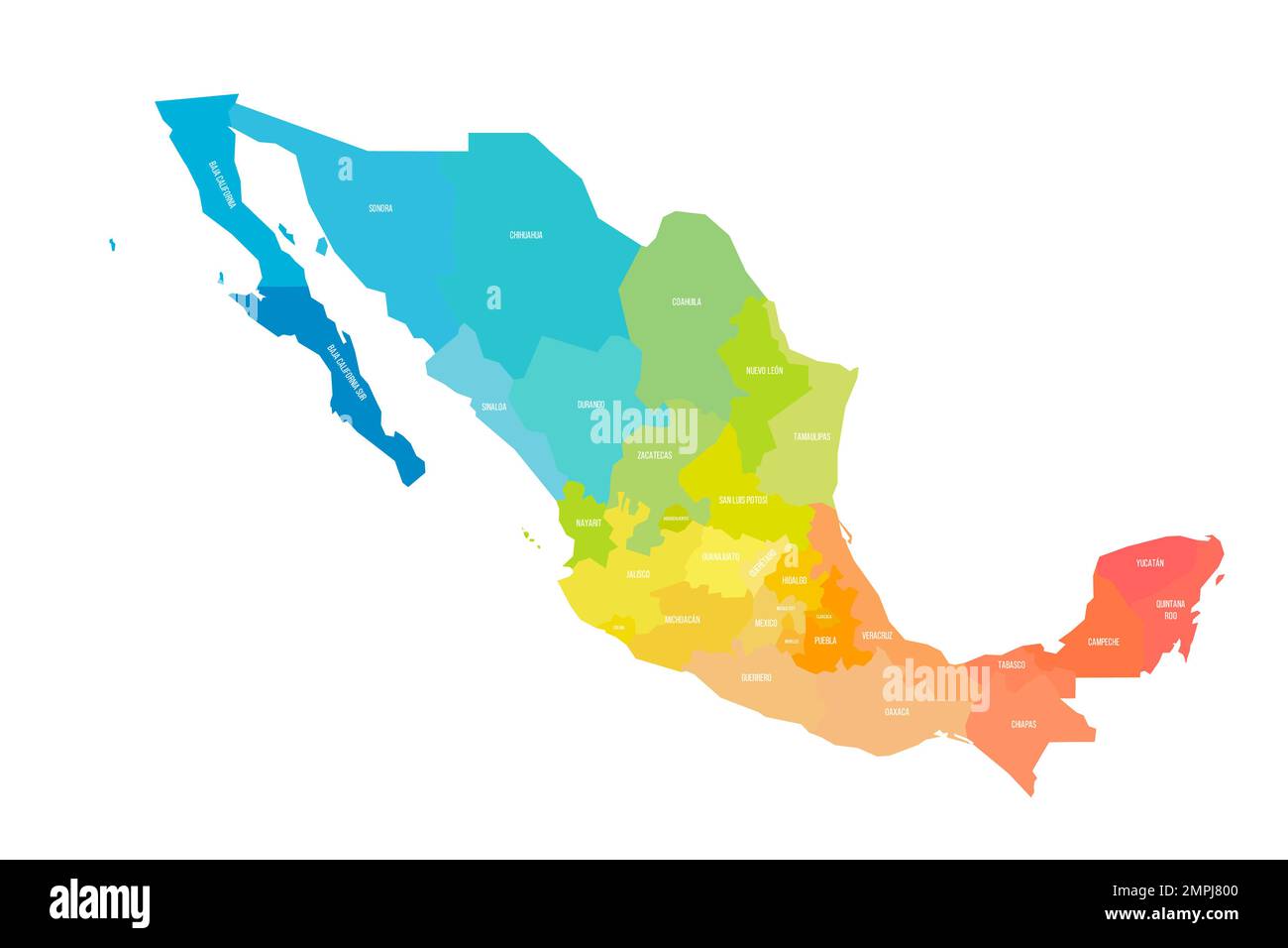 Mexico political map of administrative divisions Stock Vector Image ...