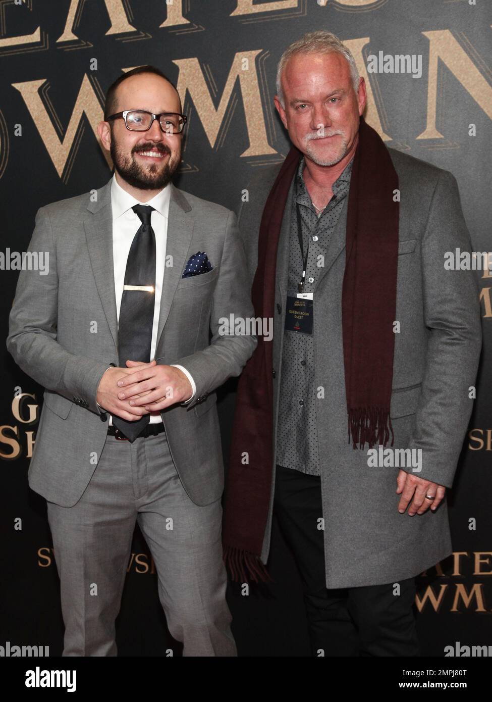 Joe Trapanese, left, and John Debney, right, attend the world premiere ...