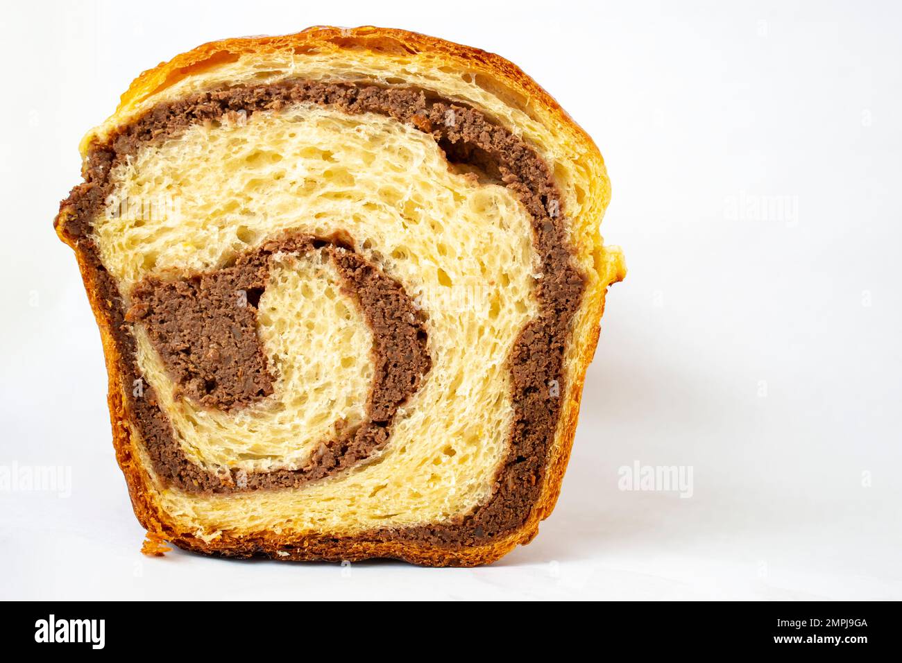 Sliced loaf of cozonac, traditional Romanian sweet bread made for ...