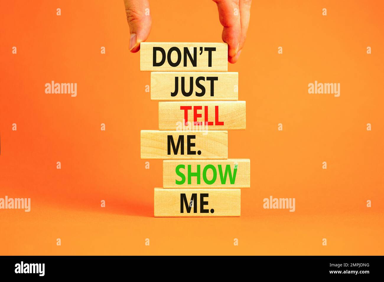 Tell or show symbol. Concept words Do not just tell me, show me on ...