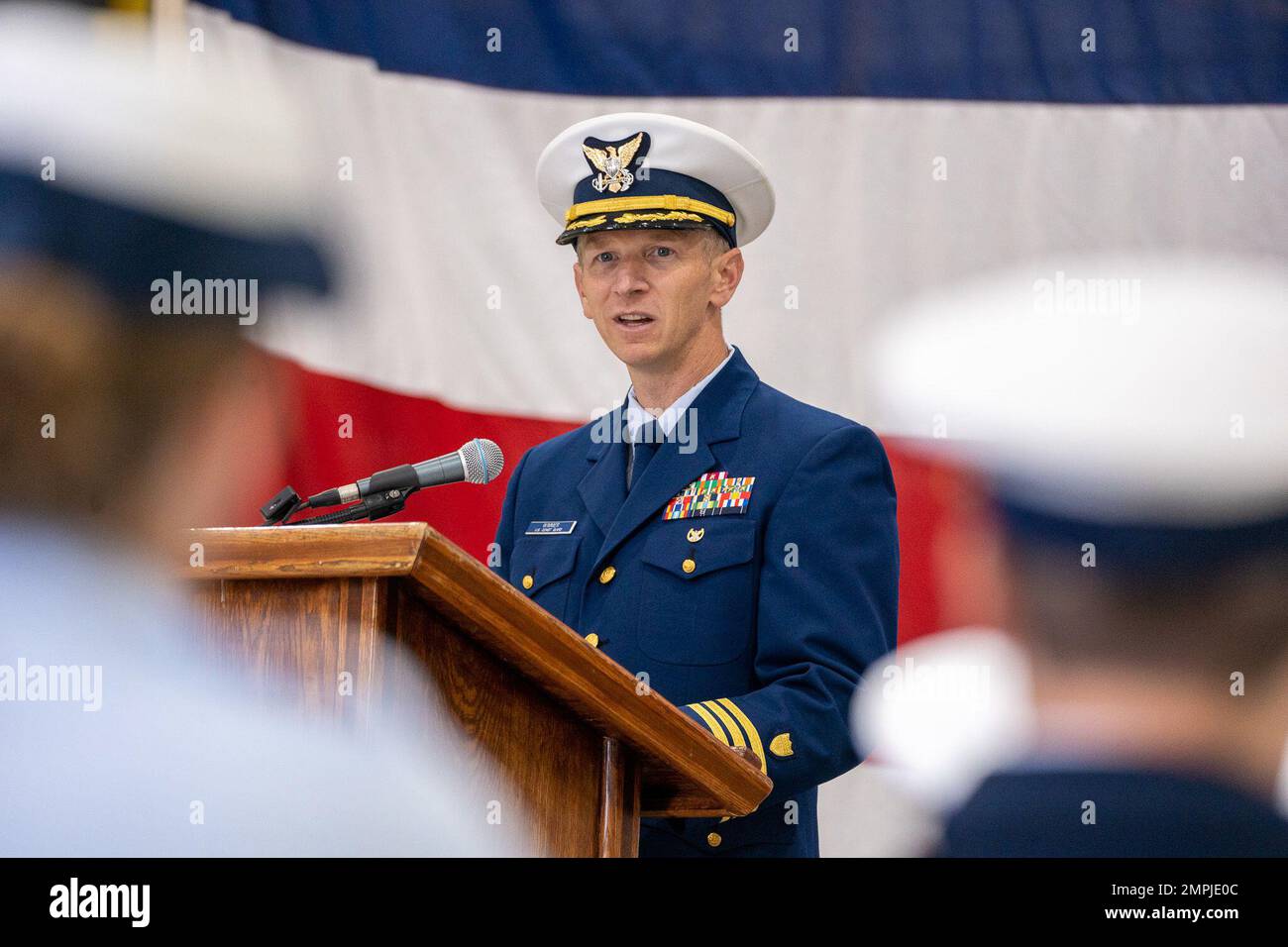 Cmdr. Todd Wimmer, the commanding officer of Base Astoria, speaks ...