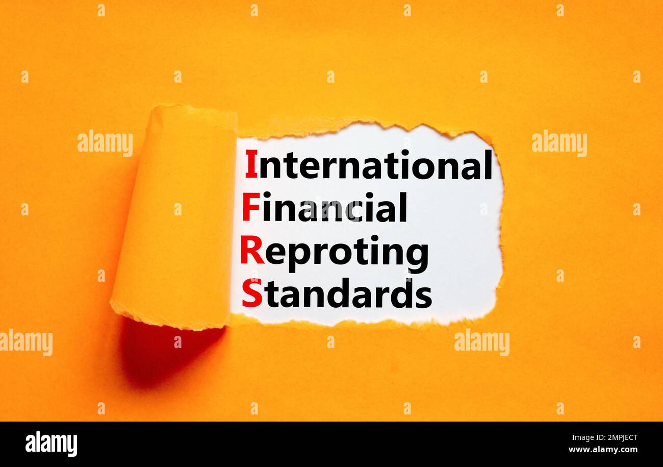 IFRS symbol. Concept words IFRS international financial reporting standards on paper on ...