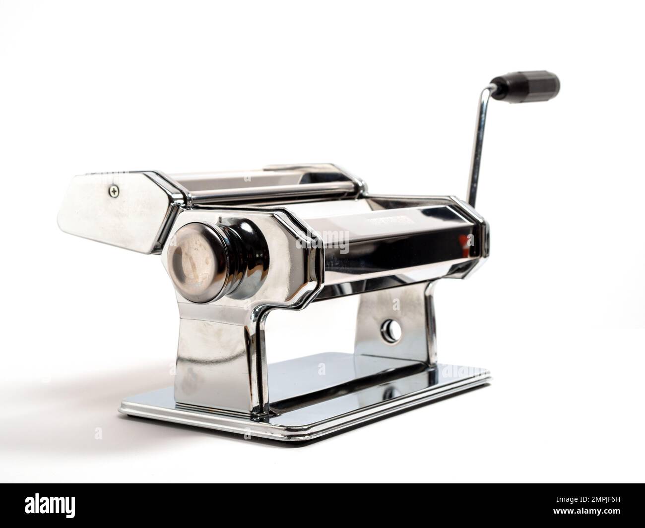 Hand machine for rolling out dough and pasta. Noodle cutter. Chrome ...