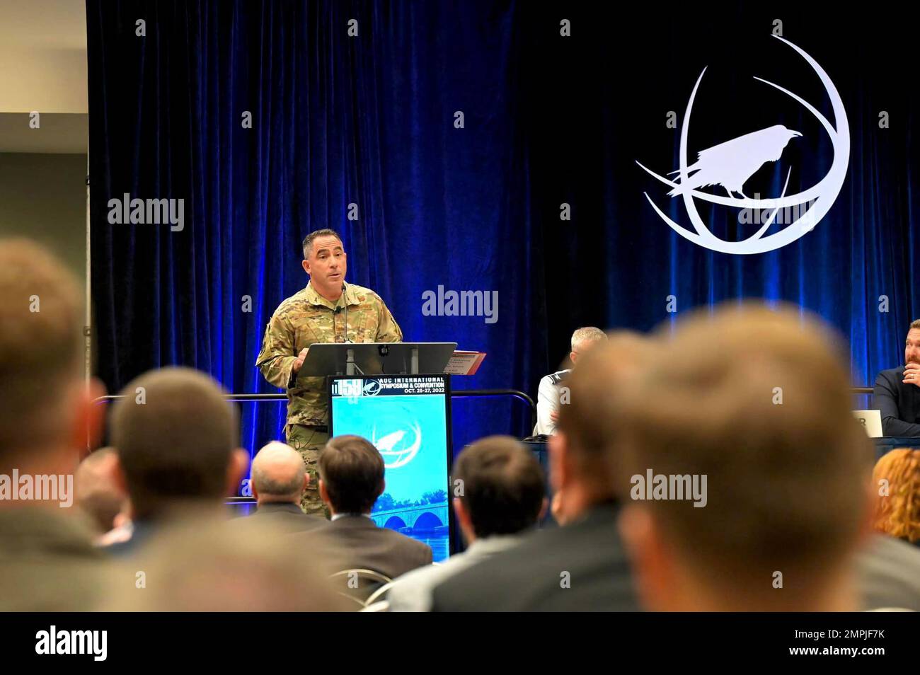 U.S. Air Force Col. Josh Koslov, 350th Spectrum Warfare Wing commander ...