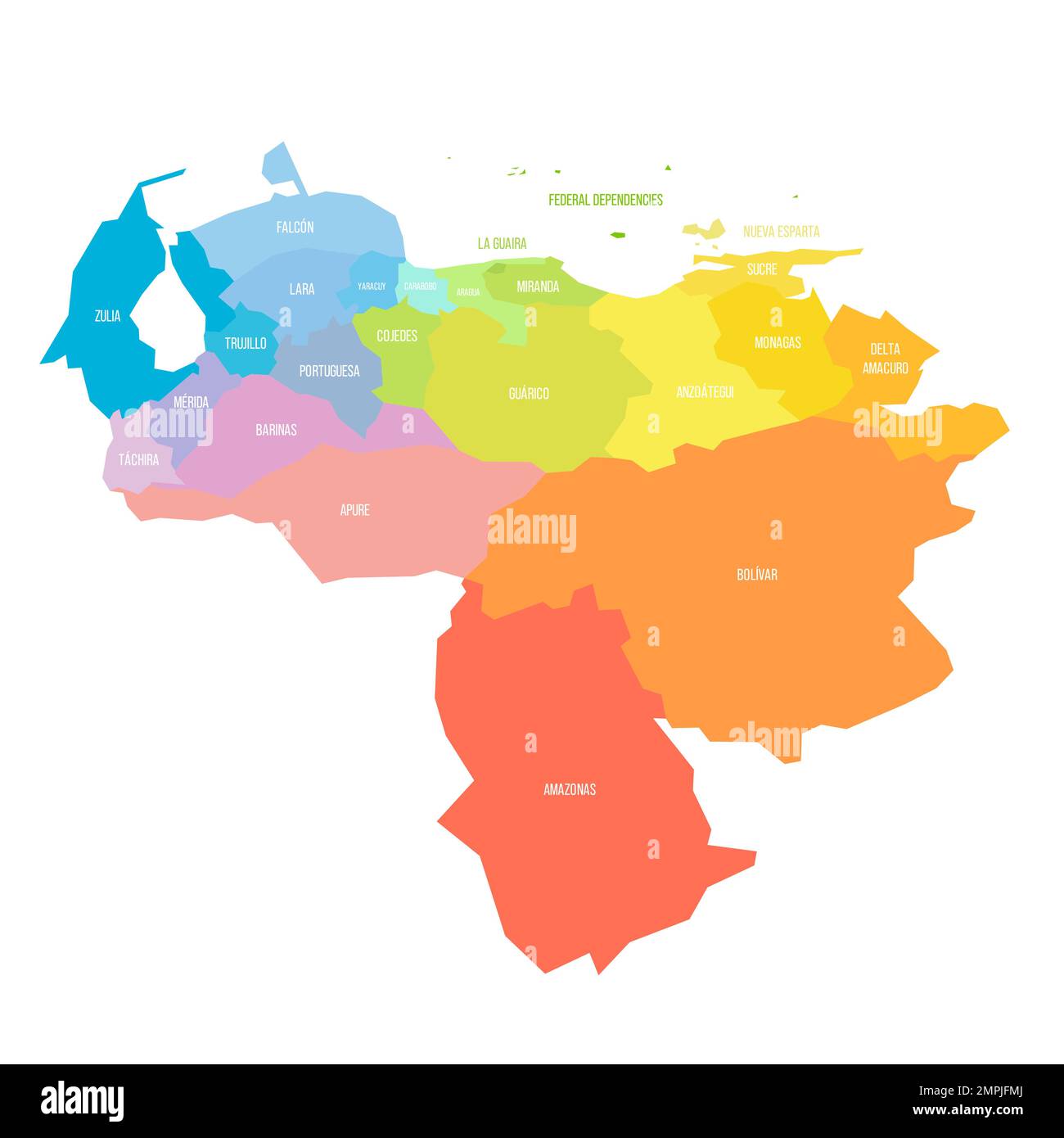 Venezuela political map of administrative divisions Stock Vector Image ...