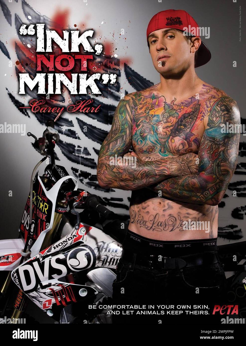 Motocross star Carey Hart unveils his new PETA promotional ad which ...