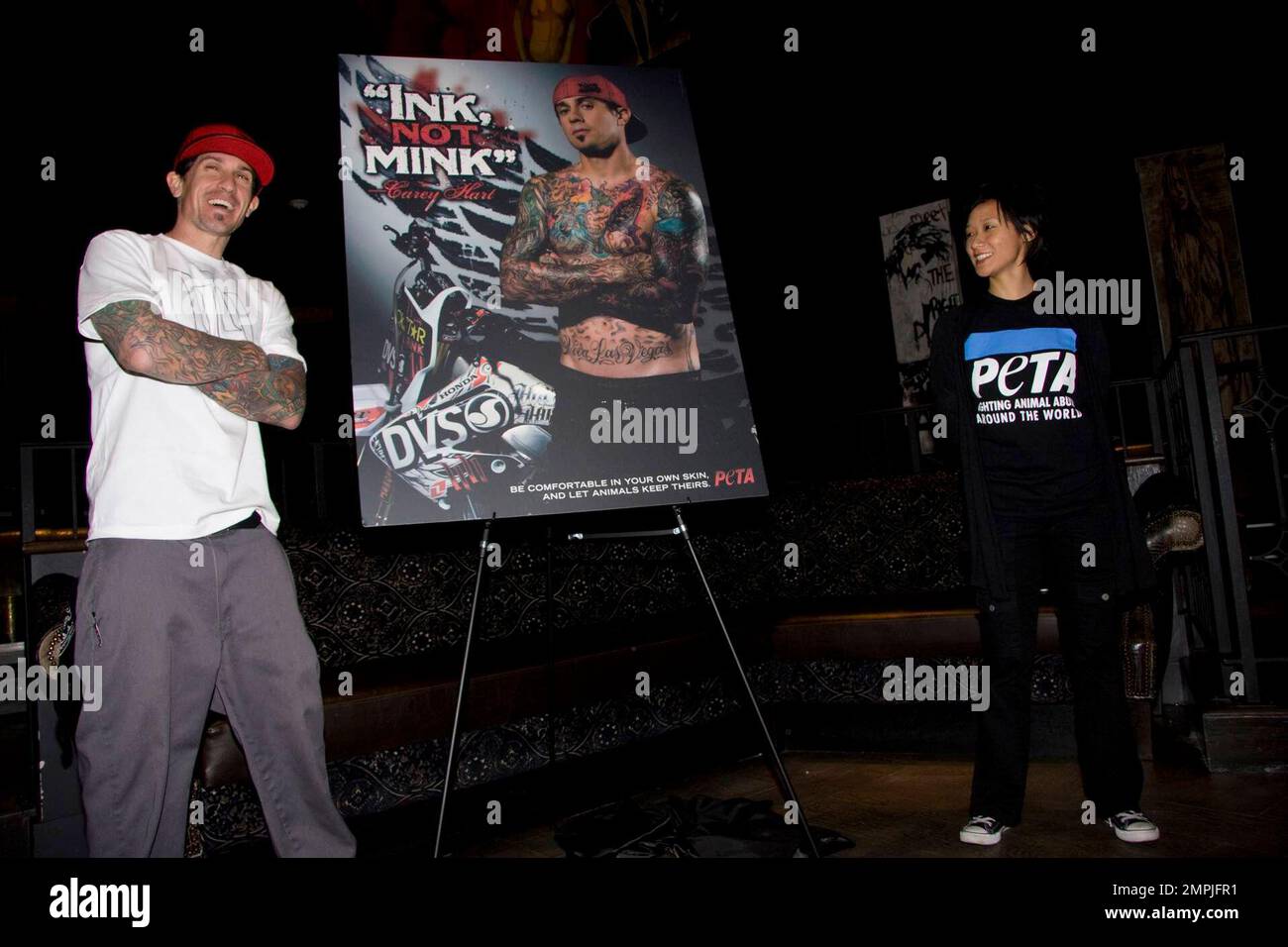 Motocross star Carey Hart unveils his new PETA promotional ad which ...