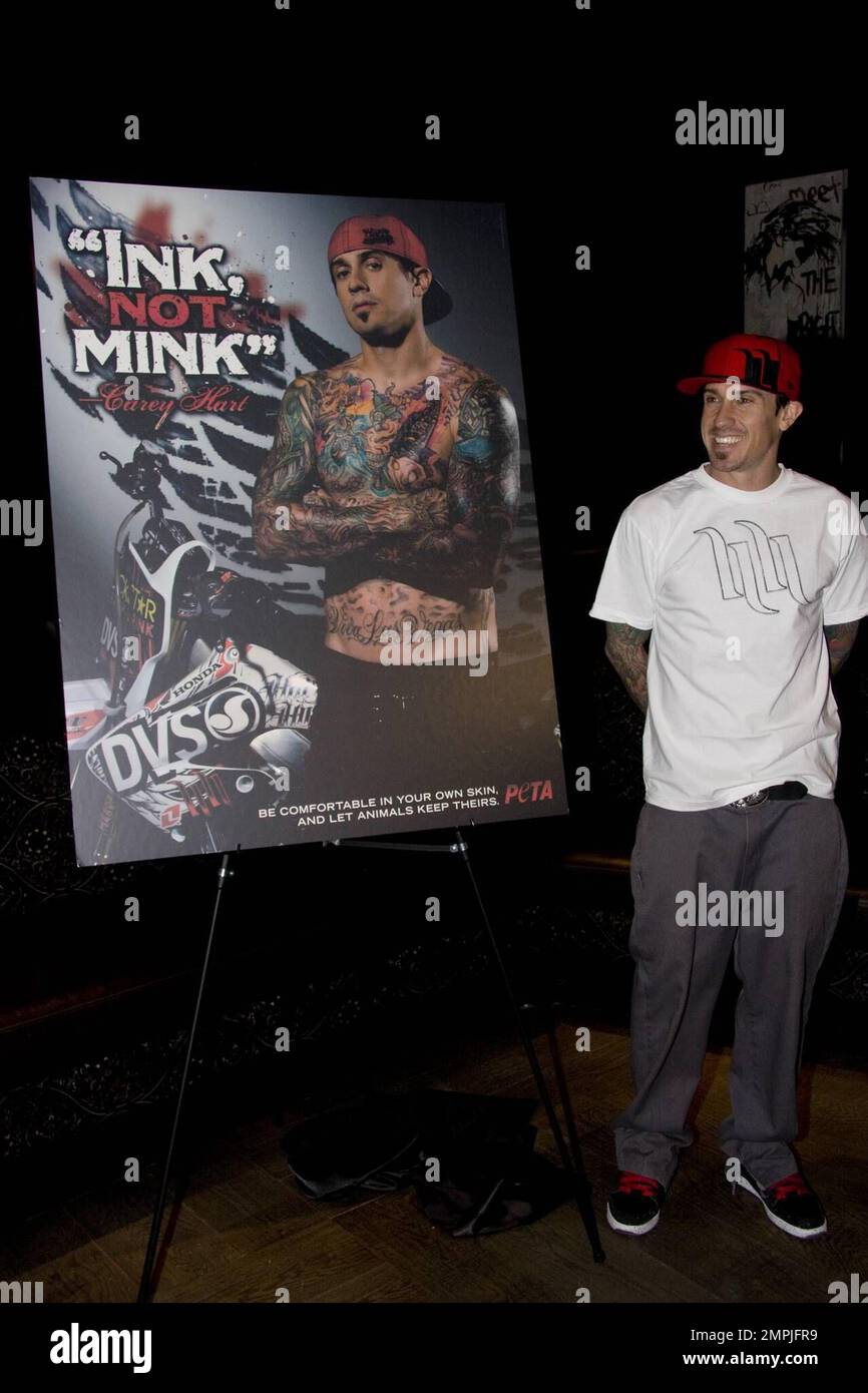 Motocross star Carey Hart unveils his new PETA promotional ad which ...