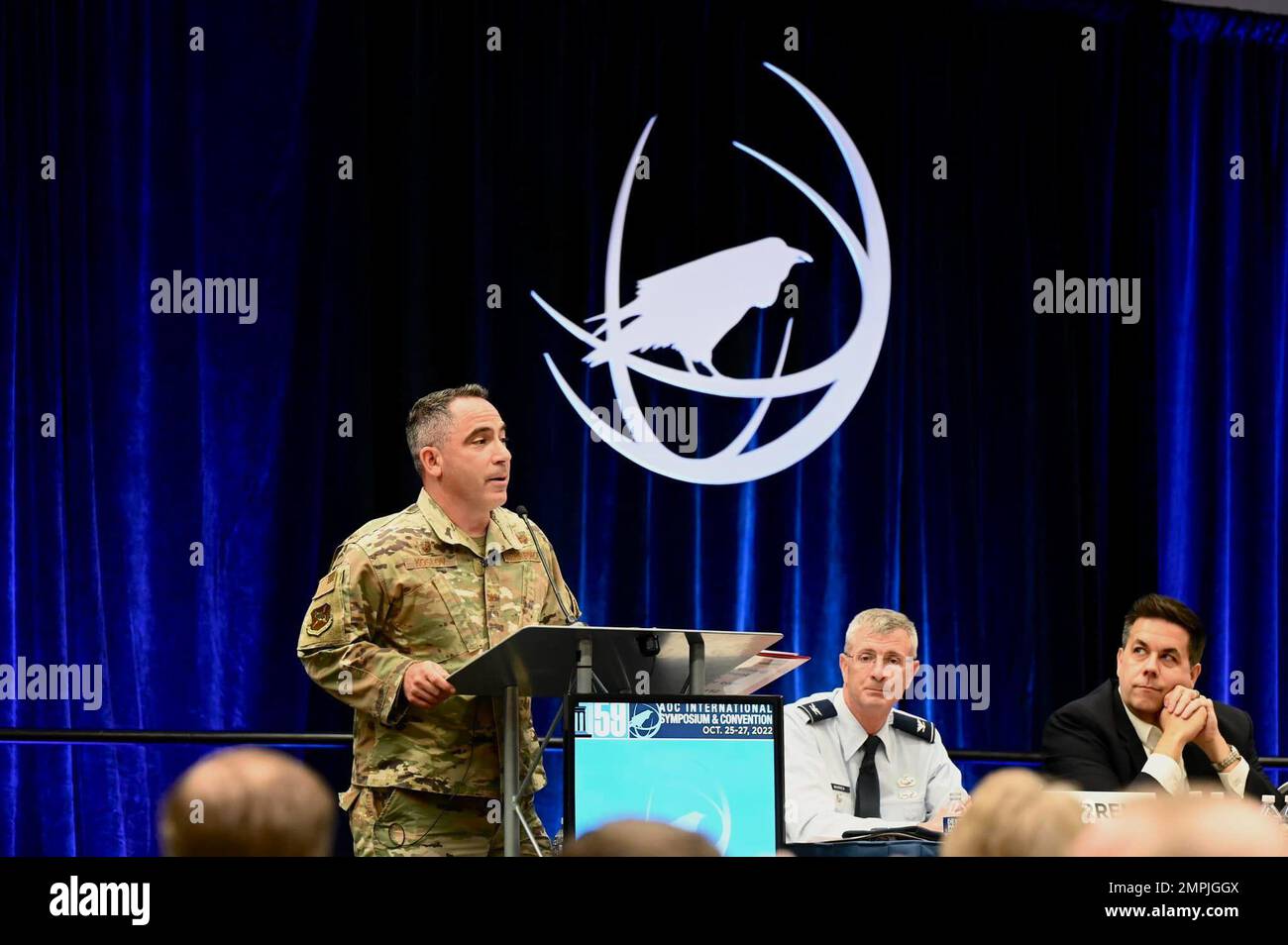 U.S. Air Force Col. Josh Koslov, 350th Spectrum Warfare Wing commander ...