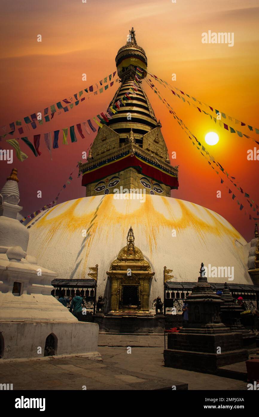 Swayambhunath Stupa, also known as Monkey Temple in the Kathmandu ...
