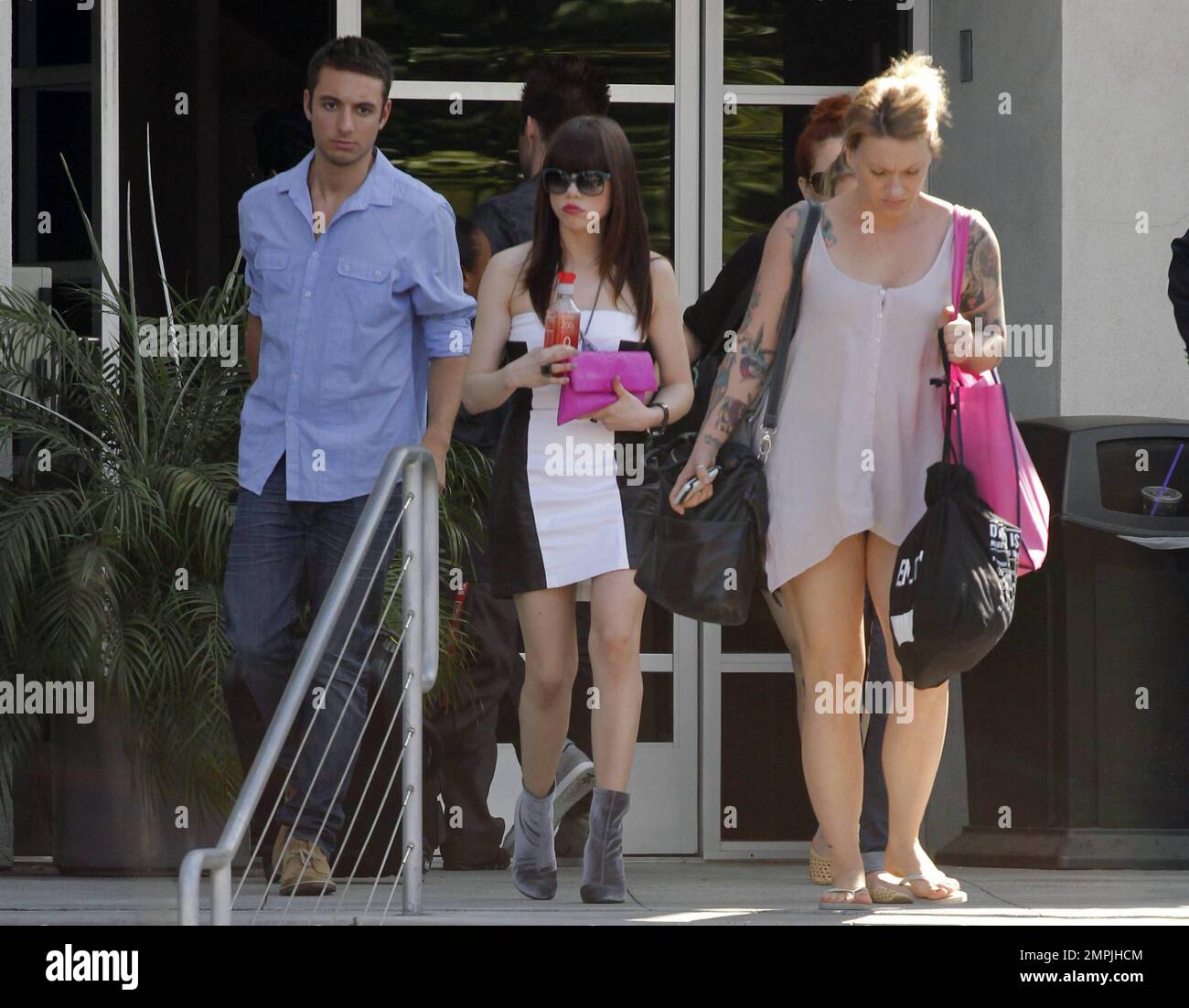 EXCLUSIVE!! Singer Carly Rae Jepsen wears a black and white strapless ...