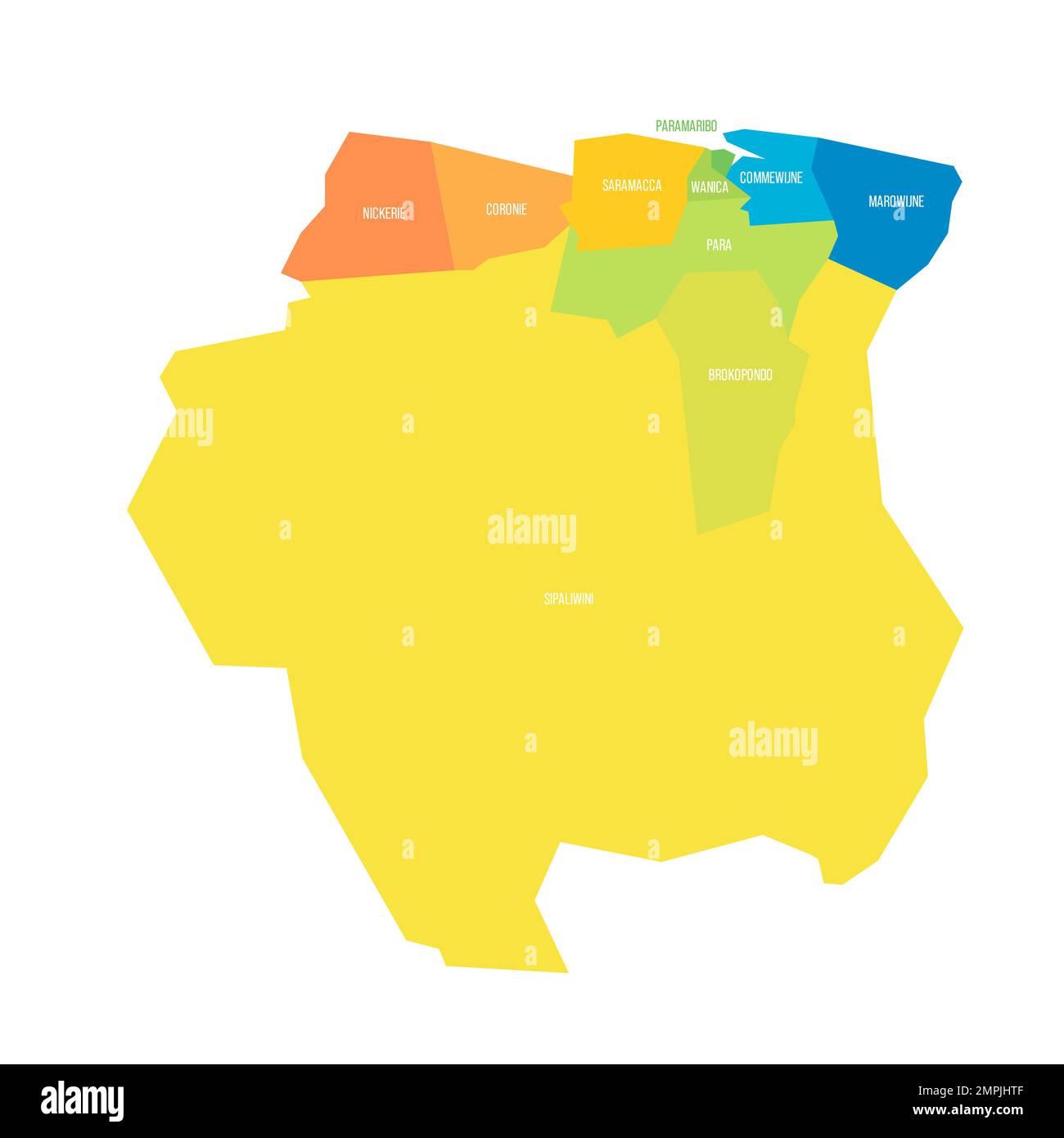 Suriname political map of administrative divisions Stock Vector Image ...