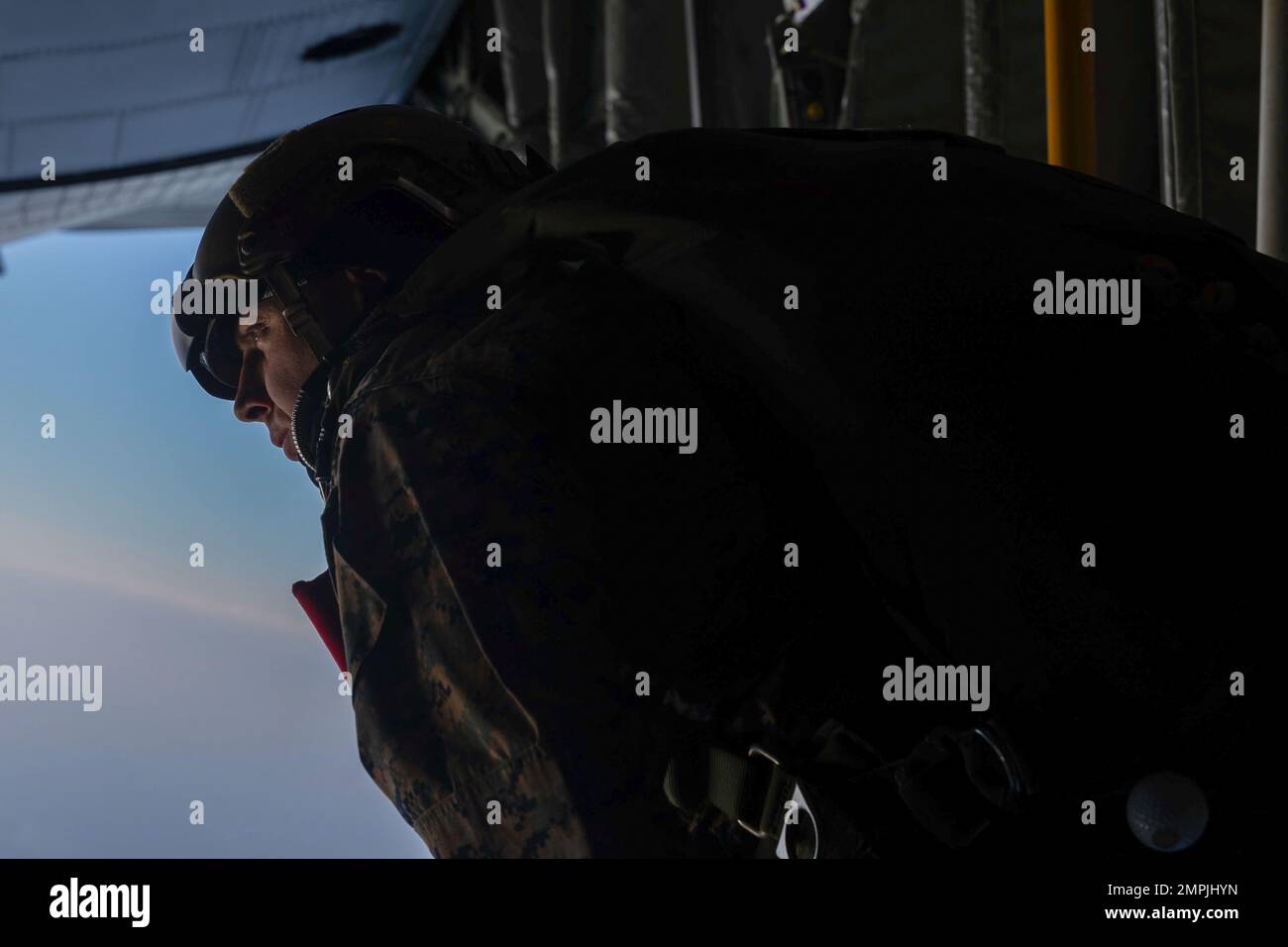 A U.S. Marine Corps Free Fall Jump Master with 3rd Reconnaissance ...