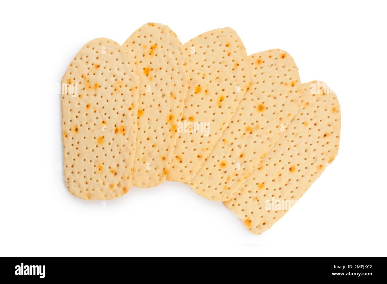 Studio shot of crispy flatbreads cut out against a white background ...